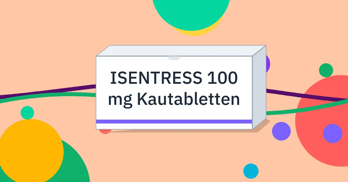 Symbolbild: Packung mit der Aufschrift ISENTRESS 100 mg Kautabletten (PZN 09477011) – Verfügbarkeit und Bezug in Apotheken in Frankfurt am Main