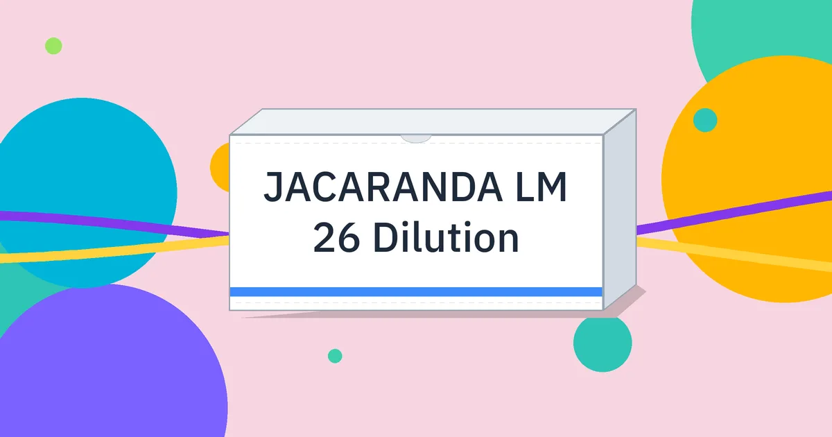 Symbolbild: Packung mit der Aufschrift JACARANDA LM 26 Dilution (PZN 13561562) – Verfügbarkeit und Bezug in Apotheken in Frankfurt am Main