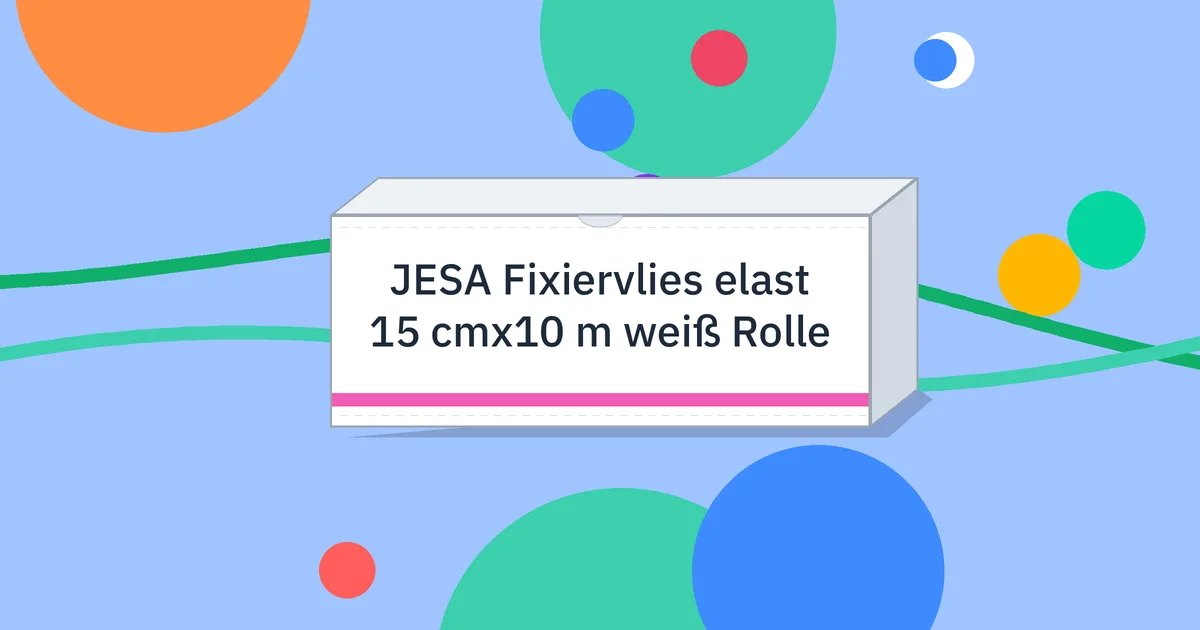 Symbolbild: Packung mit der Aufschrift JESA Fixiervlies elast 15 cmx10 m weiß Rolle (PZN 10916869) – Verfügbarkeit und Bezug in Apotheken in Frankfurt am Main