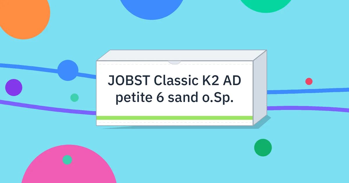 Symbolbild: Packung mit der Aufschrift JOBST Classic K2 AD petite 6 sand o.Sp. (PZN 11269596) – Verfügbarkeit und Bezug in Apotheken in Frankfurt am Main