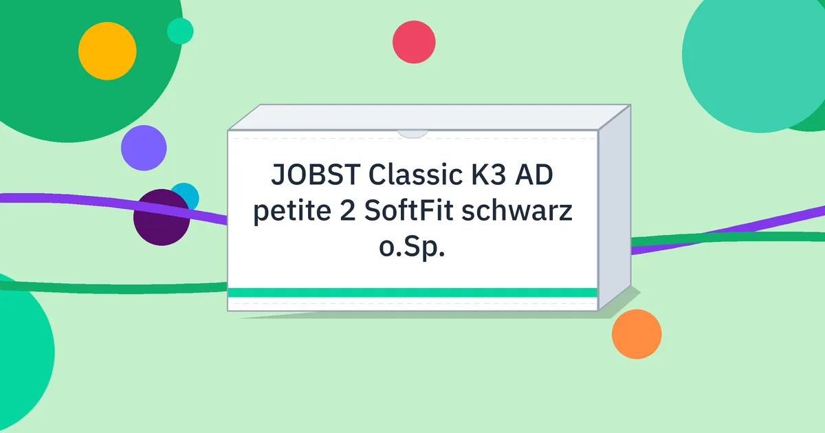 Symbolbild: Packung mit der Aufschrift JOBST Classic K3 AD petite 2 SoftFit schwarz o.Sp. (PZN 14223123) – Verfügbarkeit und Bezug in Apotheken in Frankfurt am Main