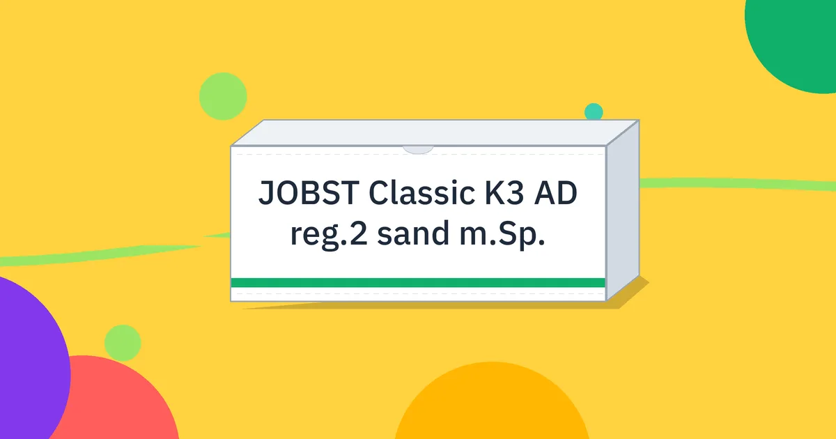 Symbolbild: Packung mit der Aufschrift JOBST Classic K3 AD reg.2 sand m.Sp. (PZN 13070976) – Verfügbarkeit und Bezug in Apotheken in Frankfurt am Main