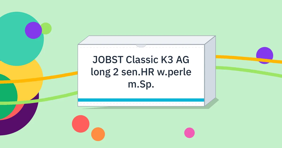 Symbolbild: Packung mit der Aufschrift JOBST Classic K3 AG long 2 sen.HR w.perle m.Sp. (PZN 17958546) – Verfügbarkeit und Bezug in Apotheken in Frankfurt am Main