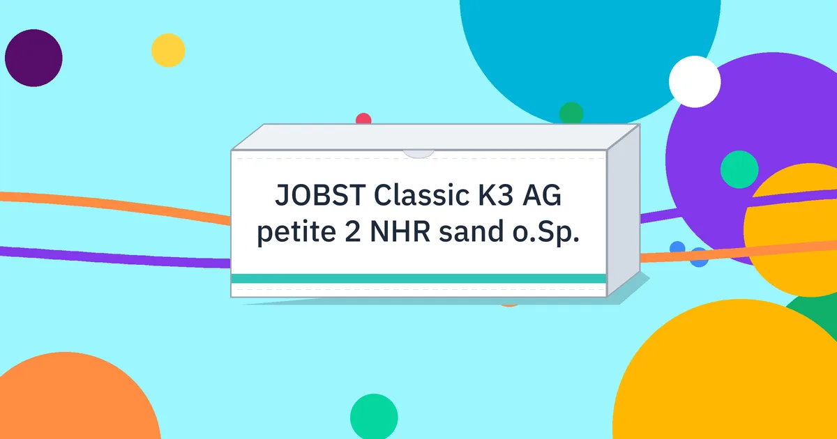 Symbolbild: Packung mit der Aufschrift JOBST Classic K3 AG petite 2 NHR sand o.Sp. (PZN 13072917) – Verfügbarkeit und Bezug in Apotheken in Frankfurt am Main