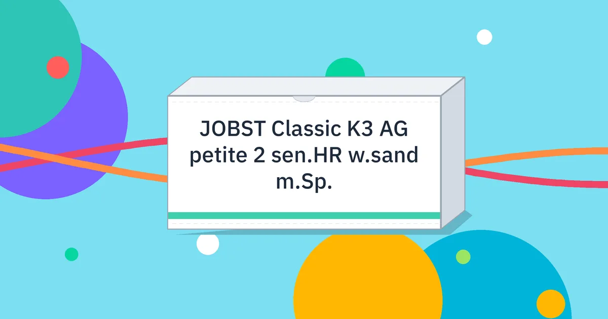 Symbolbild: Packung mit der Aufschrift JOBST Classic K3 AG petite 2 sen.HR w.sand m.Sp. (PZN 17956820) – Verfügbarkeit und Bezug in Apotheken in Frankfurt am Main