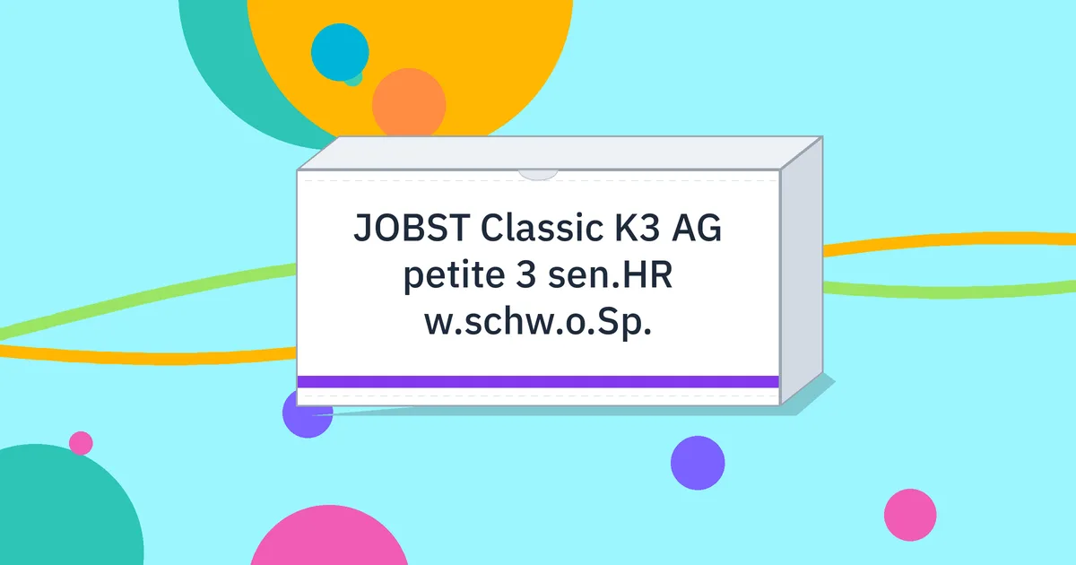 Symbolbild: Packung mit der Aufschrift JOBST Classic K3 AG petite 3 sen.HR w.schw.o.Sp. (PZN 17956613) – Verfügbarkeit und Bezug in Apotheken in Frankfurt am Main