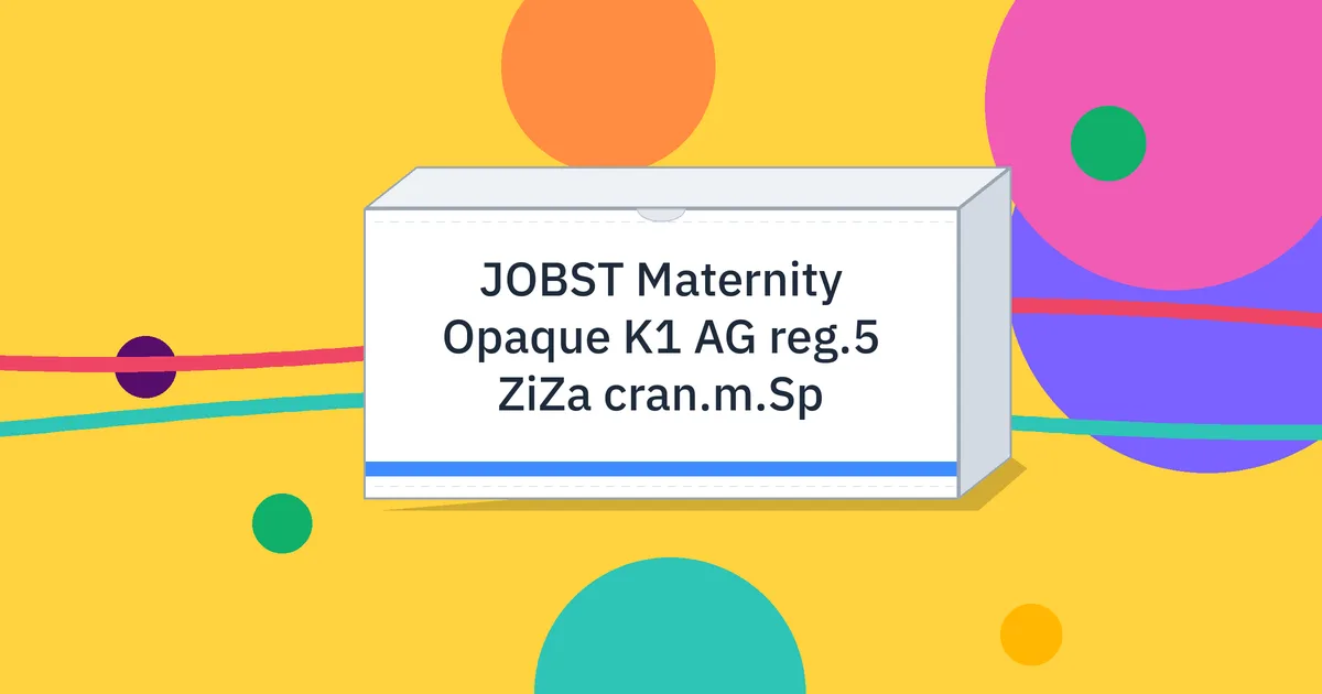 Symbolbild: Packung mit der Aufschrift JOBST Maternity Opaque K1 AG reg.5 ZiZa cran.m.Sp (PZN 15857031) – Verfügbarkeit und Bezug in Apotheken in Frankfurt am Main