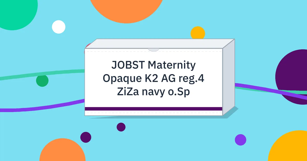Symbolbild: Packung mit der Aufschrift JOBST Maternity Opaque K2 AG reg.4 ZiZa navy o.Sp (PZN 15860470) – Verfügbarkeit und Bezug in Apotheken in Frankfurt am Main