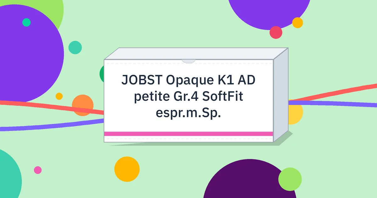 Symbolbild: Packung mit der Aufschrift JOBST Opaque K1 AD petite Gr.4 SoftFit espr.m.Sp. (PZN 16264600) – Verfügbarkeit und Bezug in Apotheken in Frankfurt am Main