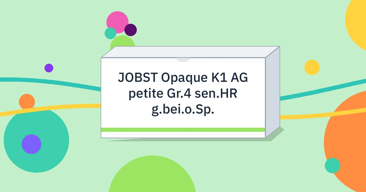 Symbolbild: Packung mit der Aufschrift JOBST Opaque K1 AG petite Gr.4 sen.HR g.bei.o.Sp. (PZN 16269276) – Verfügbarkeit und Bezug in Apotheken in Frankfurt am Main