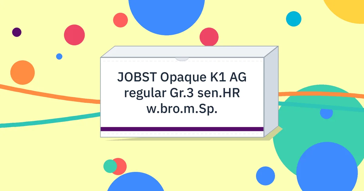 Symbolbild: Packung mit der Aufschrift JOBST Opaque K1 AG regular Gr.3 sen.HR w.bro.m.Sp. (PZN 13092877) – Verfügbarkeit und Bezug in Apotheken in Frankfurt am Main