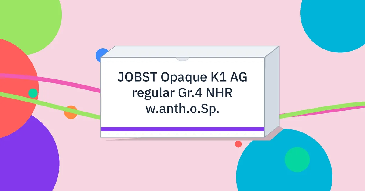 Symbolbild: Packung mit der Aufschrift JOBST Opaque K1 AG regular Gr.4 NHR w.anth.o.Sp. (PZN 16268242) – Verfügbarkeit und Bezug in Apotheken in Frankfurt am Main