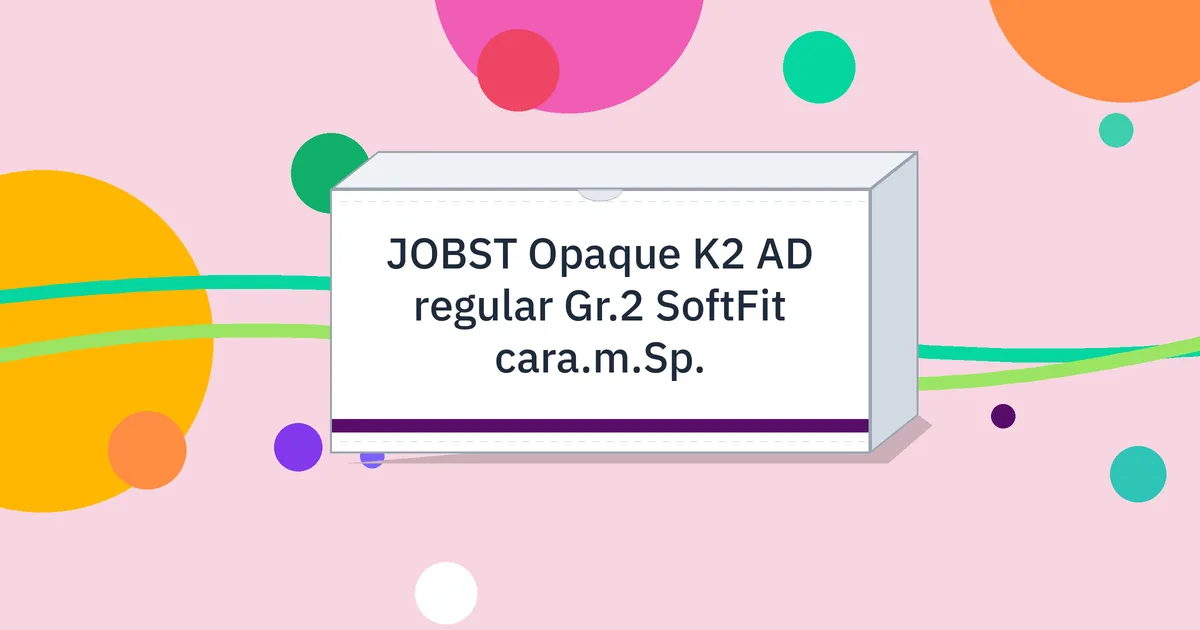 Symbolbild: Packung mit der Aufschrift JOBST Opaque K2 AD regular Gr.2 SoftFit cara.m.Sp. (PZN 11250013) – Verfügbarkeit und Bezug in Apotheken in Frankfurt am Main