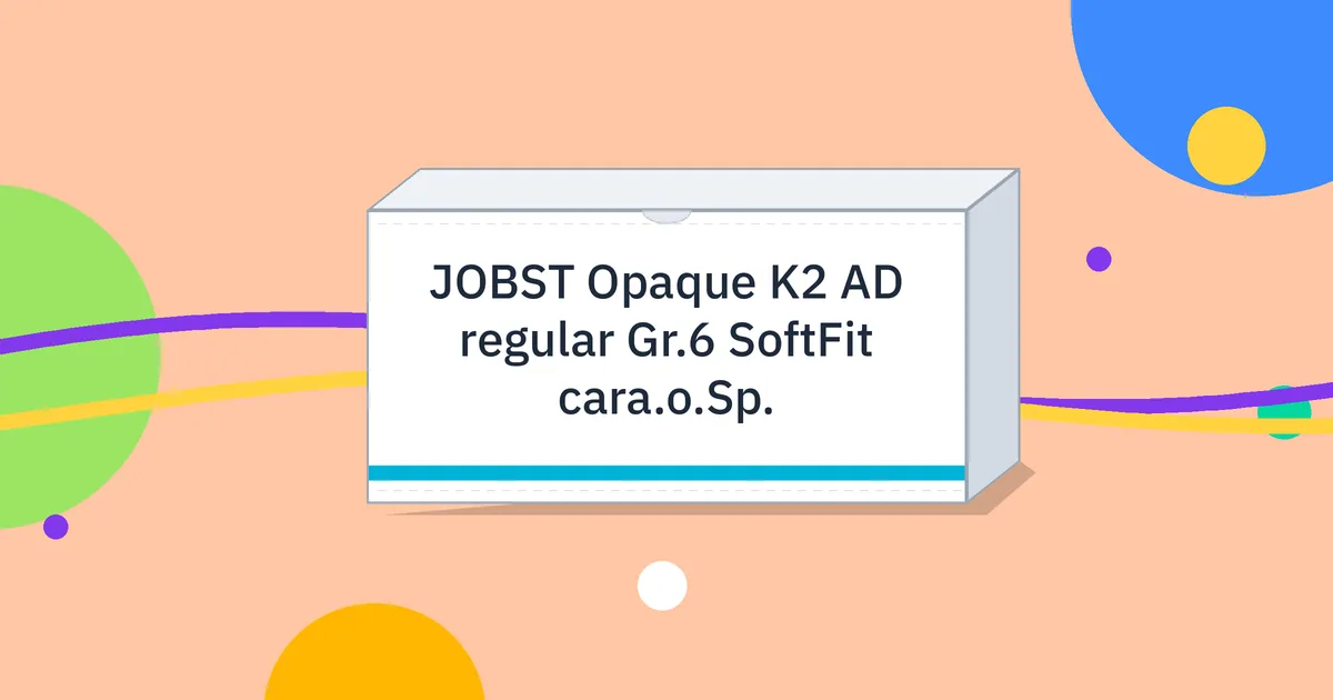 Symbolbild: Packung mit der Aufschrift JOBST Opaque K2 AD regular Gr.6 SoftFit cara.o.Sp. (PZN 11249843) – Verfügbarkeit und Bezug in Apotheken in Frankfurt am Main