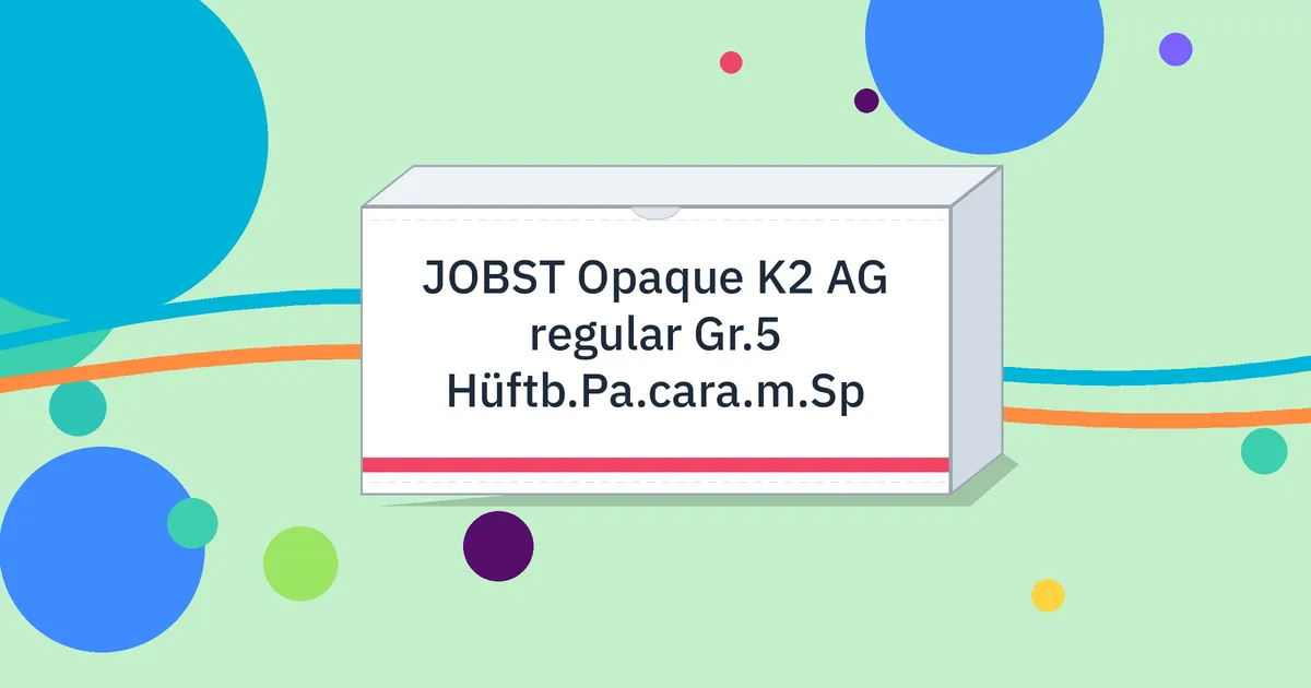 Symbolbild: Packung mit der Aufschrift JOBST Opaque K2 AG regular Gr.5 Hüftb.Pa.cara.m.Sp (PZN 13116448) – Verfügbarkeit und Bezug in Apotheken in Frankfurt am Main