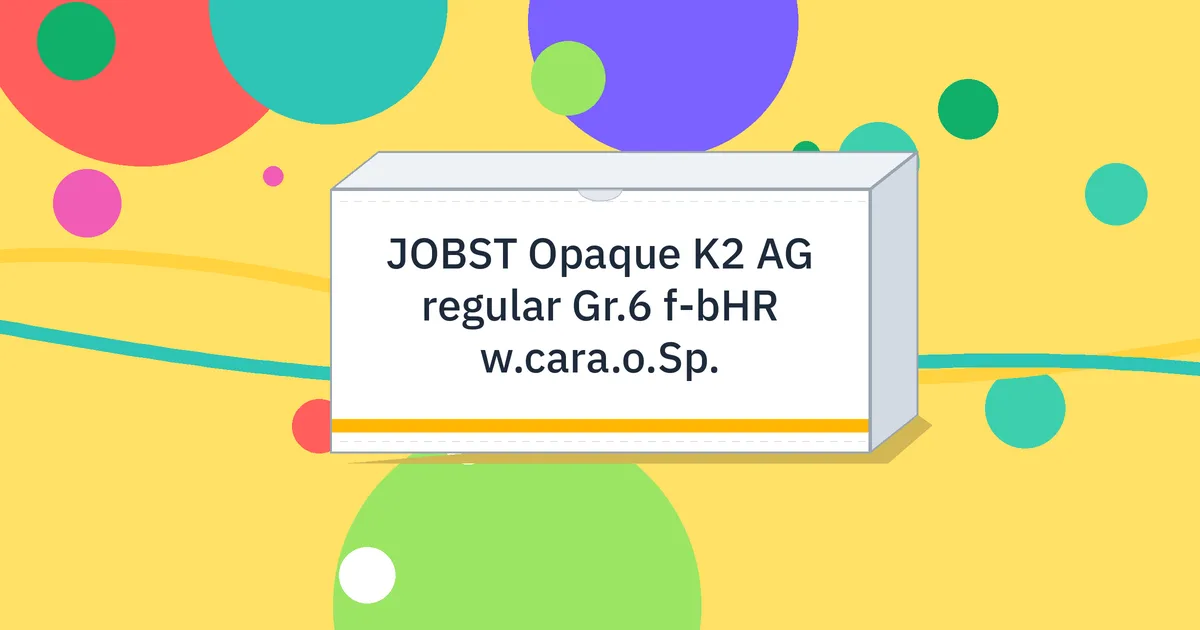 Symbolbild: Packung mit der Aufschrift JOBST Opaque K2 AG regular Gr.6 f-bHR w.cara.o.Sp. (PZN 11252928) – Verfügbarkeit und Bezug in Apotheken in Frankfurt am Main