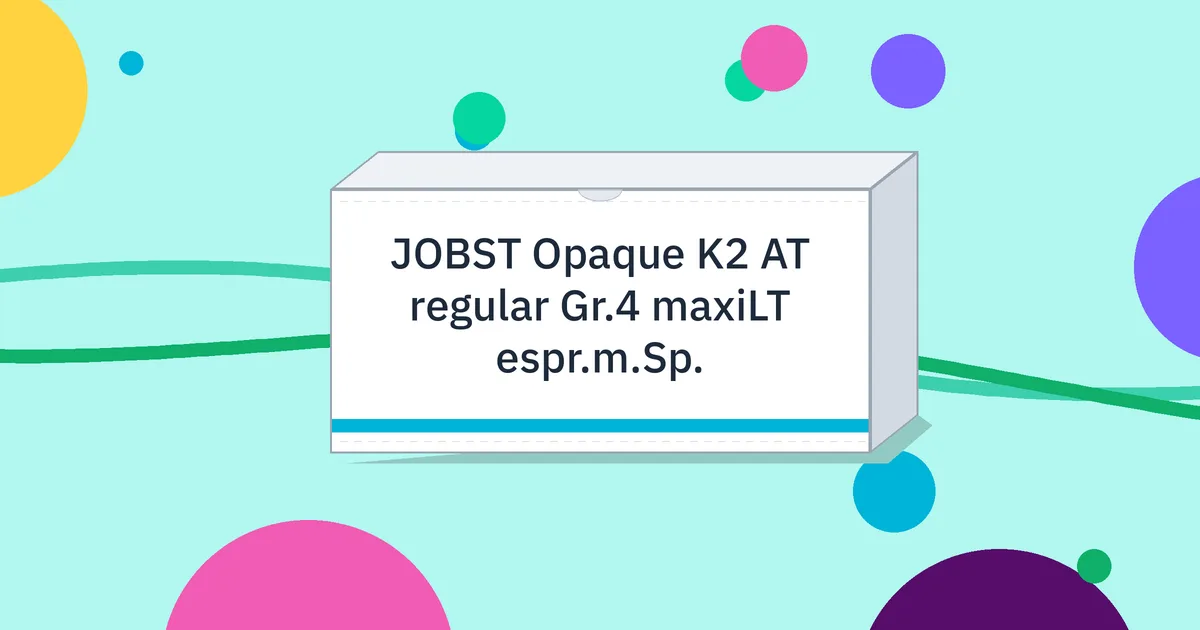 Symbolbild: Packung mit der Aufschrift JOBST Opaque K2 AT regular Gr.4 maxiLT espr.m.Sp. (PZN 16290158) – Verfügbarkeit und Bezug in Apotheken in Frankfurt am Main