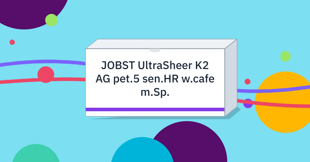 Symbolbild: Packung mit der Aufschrift JOBST UltraSheer K2 AG pet.5 sen.HR w.cafe m.Sp. (PZN 13141618) – Verfügbarkeit und Bezug in Apotheken in Frankfurt am Main