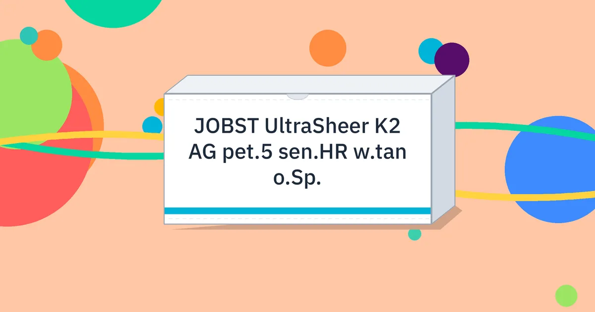 Symbolbild: Packung mit der Aufschrift JOBST UltraSheer K2 AG pet.5 sen.HR w.tan o.Sp. (PZN 16305173) – Verfügbarkeit und Bezug in Apotheken in Frankfurt am Main