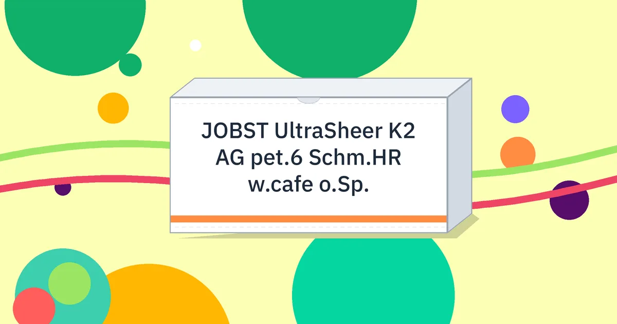 Symbolbild: Packung mit der Aufschrift JOBST UltraSheer K2 AG pet.6 Schm.HR w.cafe o.Sp. (PZN 13143853) – Verfügbarkeit und Bezug in Apotheken in Frankfurt am Main