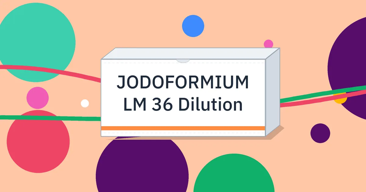 Symbolbild: Packung mit der Aufschrift JODOFORMIUM LM 36 Dilution (PZN 13563466) – Verfügbarkeit und Bezug in Apotheken in Frankfurt am Main