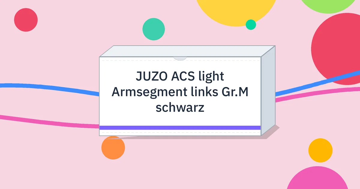 Symbolbild: Packung mit der Aufschrift JUZO ACS light Armsegment links Gr.M schwarz (PZN 13575498) – Verfügbarkeit und Bezug in Apotheken in Frankfurt am Main