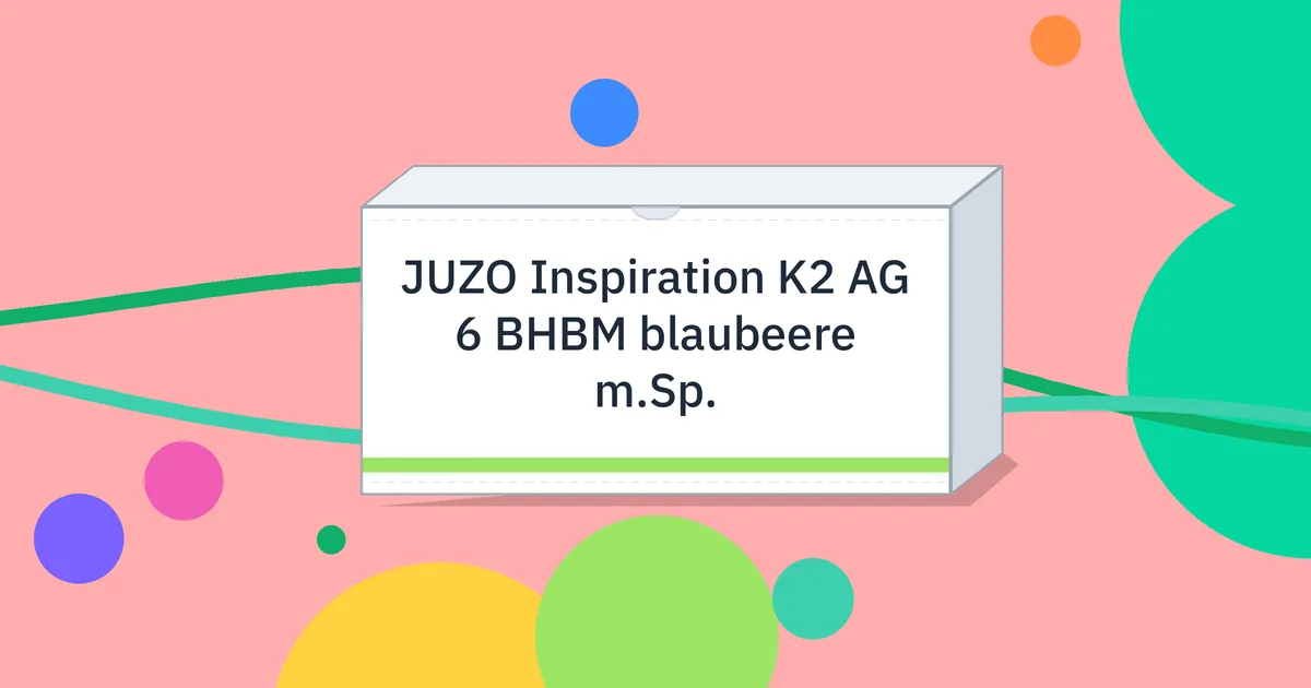 Symbolbild: Packung mit der Aufschrift JUZO Inspiration K2 AG 6 BHBM blaubeere m.Sp. (PZN 14874866) – Verfügbarkeit und Bezug in Apotheken in Frankfurt am Main