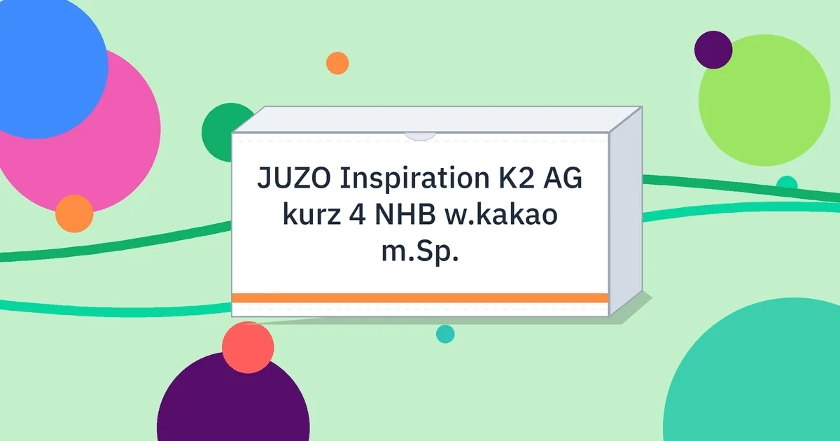 Symbolbild: Packung mit der Aufschrift JUZO Inspiration K2 AG kurz 4 NHB w.kakao m.Sp. (PZN 14949021) – Verfügbarkeit und Bezug in Apotheken in Frankfurt am Main