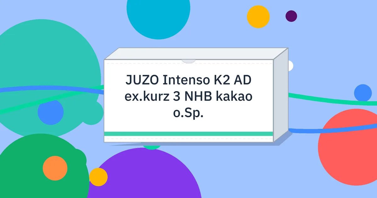 Symbolbild: Packung mit der Aufschrift JUZO Intenso K2 AD ex.kurz 3 NHB kakao o.Sp. (PZN 18622392) – Verfügbarkeit und Bezug in Apotheken in Frankfurt am Main
