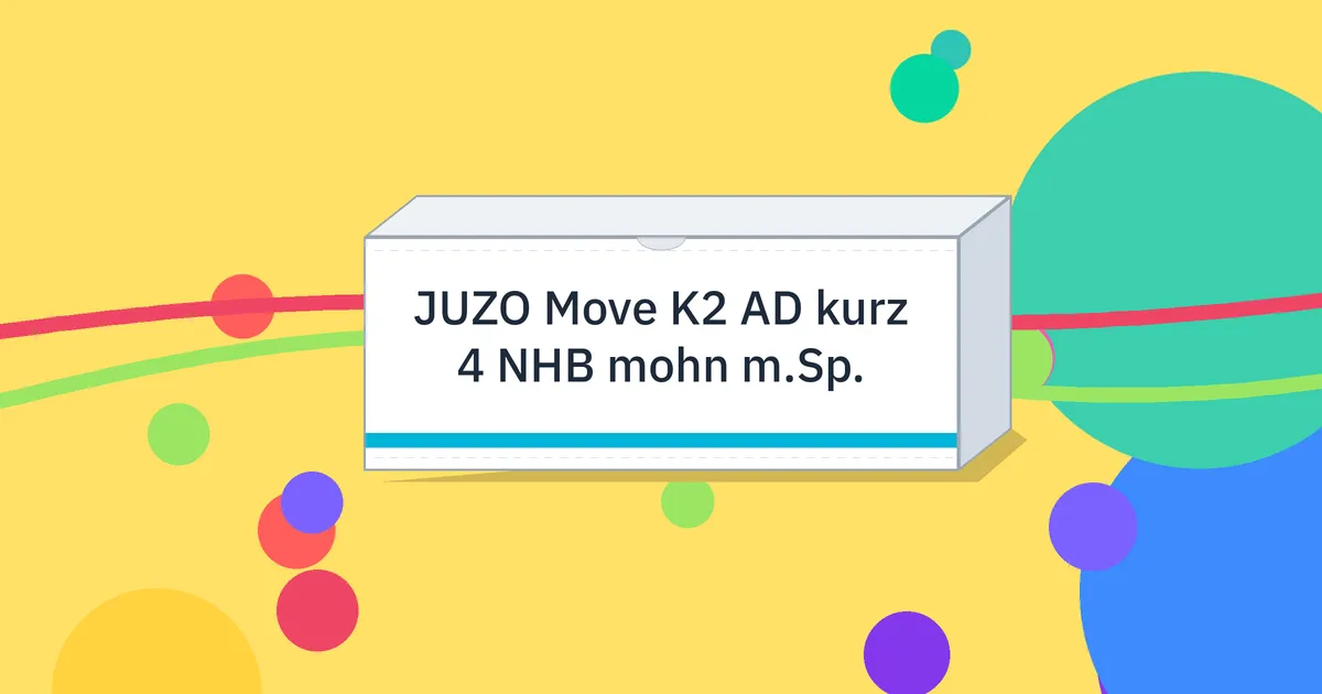 Symbolbild: Packung mit der Aufschrift JUZO Move K2 AD kurz 4 NHB mohn m.Sp. (PZN 18540470) – Verfügbarkeit und Bezug in Apotheken in Frankfurt am Main