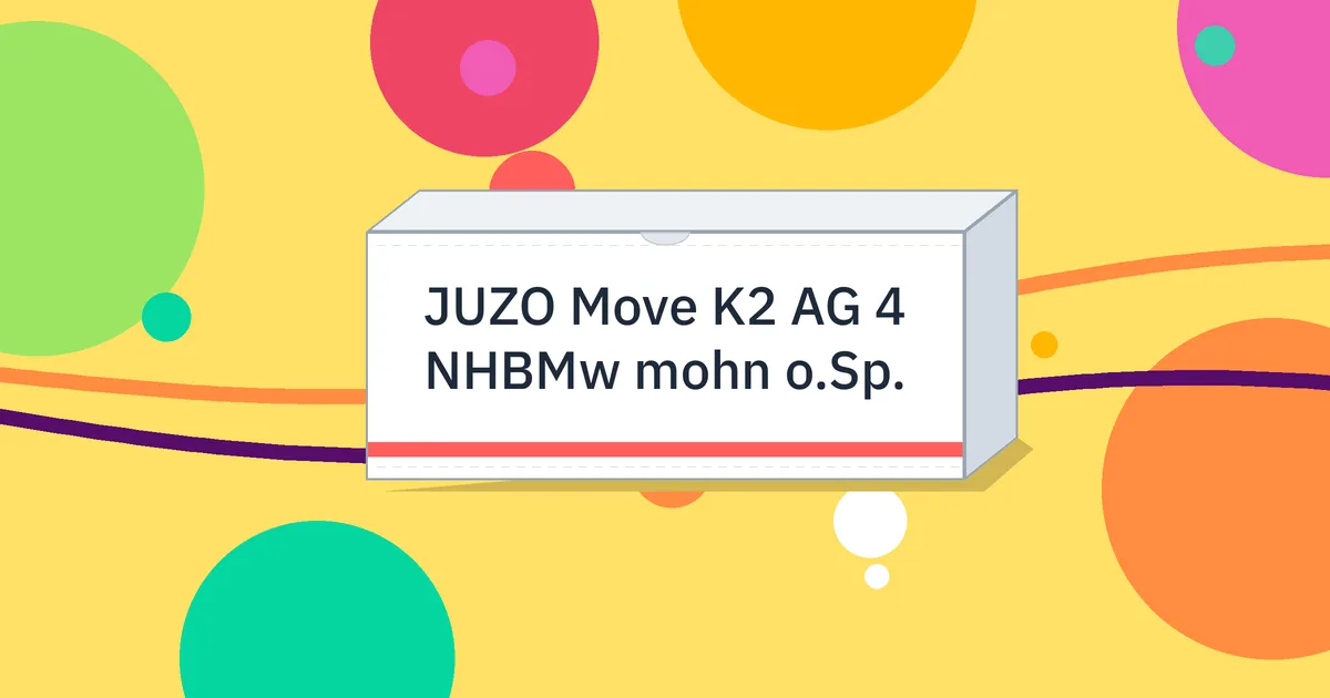 Symbolbild: Packung mit der Aufschrift JUZO Move K2 AG 4 NHBMw mohn o.Sp. (PZN 18557163) – Verfügbarkeit und Bezug in Apotheken in Frankfurt am Main