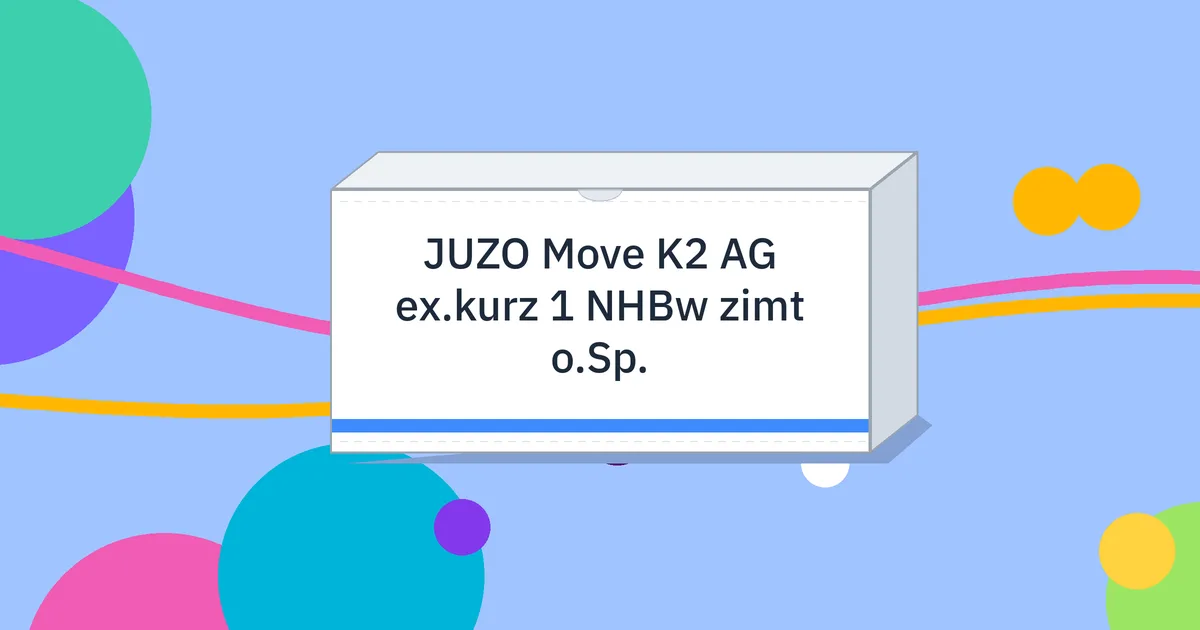 Symbolbild: Packung mit der Aufschrift JUZO Move K2 AG ex.kurz 1 NHBw zimt o.Sp. (PZN 18532950) – Verfügbarkeit und Bezug in Apotheken in Frankfurt am Main