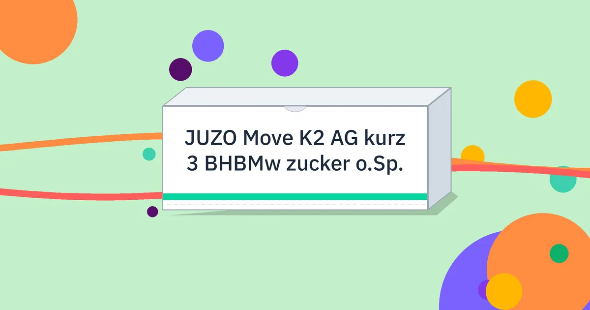 Symbolbild: Packung mit der Aufschrift JUZO Move K2 AG kurz 3 BHBMw zucker o.Sp. (PZN 18530690) – Verfügbarkeit und Bezug in Apotheken in Frankfurt am Main
