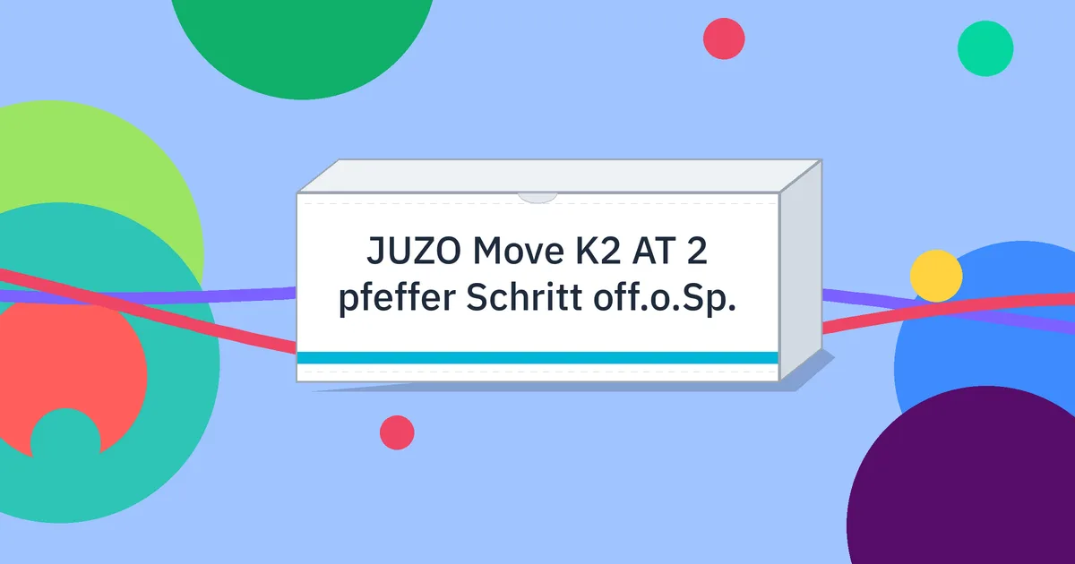 Symbolbild: Packung mit der Aufschrift JUZO Move K2 AT 2 pfeffer Schritt off.o.Sp. (PZN 20669550) – Verfügbarkeit und Bezug in Apotheken in Frankfurt am Main