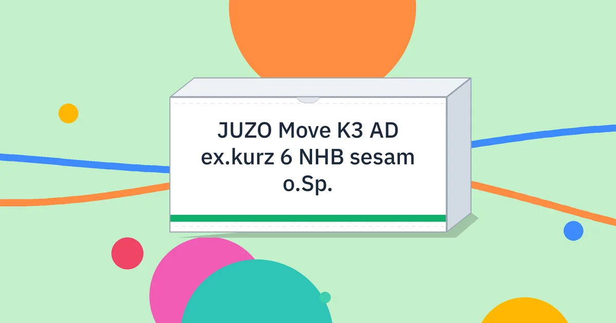 Symbolbild: Packung mit der Aufschrift JUZO Move K3 AD ex.kurz 6 NHB sesam o.Sp. (PZN 18570235) – Verfügbarkeit und Bezug in Apotheken in Frankfurt am Main