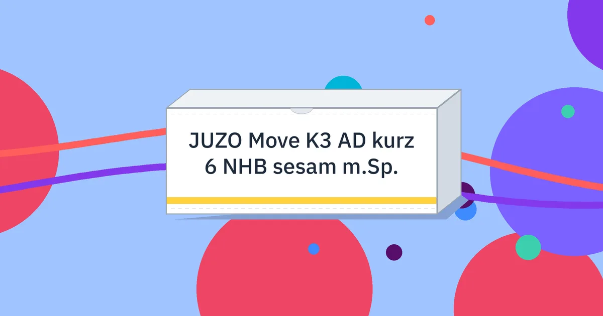 Symbolbild: Packung mit der Aufschrift JUZO Move K3 AD kurz 6 NHB sesam m.Sp. (PZN 18568250) – Verfügbarkeit und Bezug in Apotheken in Frankfurt am Main