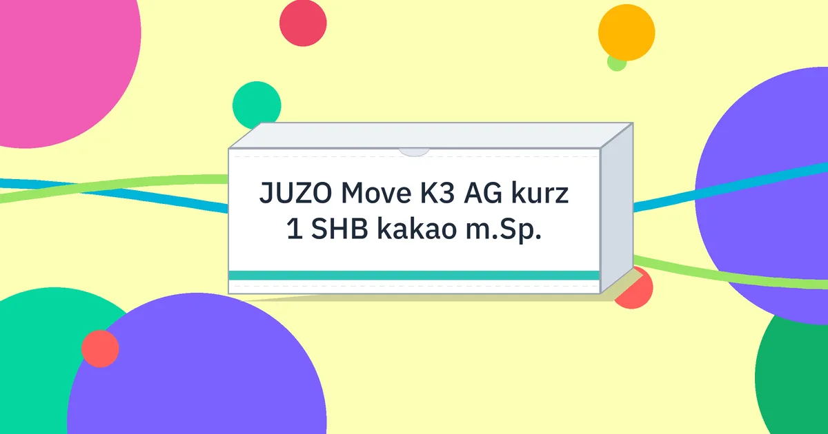 Symbolbild: Packung mit der Aufschrift JUZO Move K3 AG kurz 1 SHB kakao m.Sp. (PZN 18591295) – Verfügbarkeit und Bezug in Apotheken in Frankfurt am Main