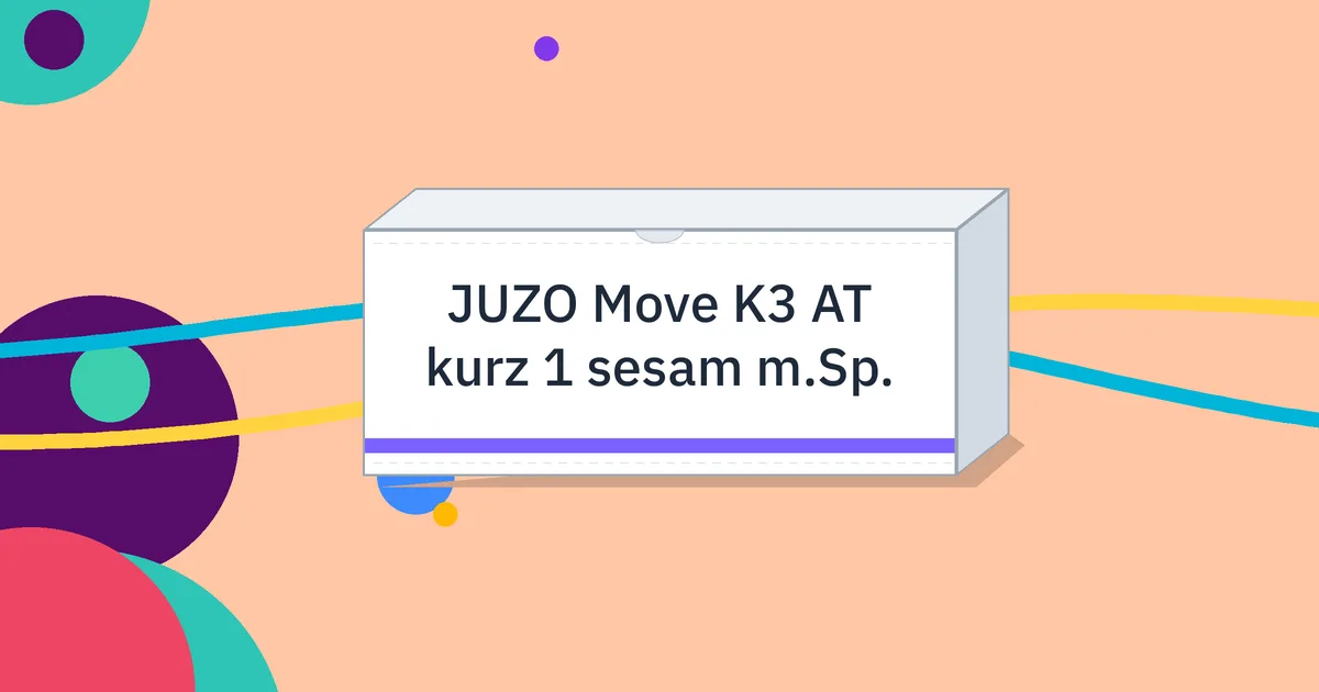 Symbolbild: Packung mit der Aufschrift JUZO Move K3 AT kurz 1 sesam m.Sp. (PZN 20683099) – Verfügbarkeit und Bezug in Apotheken in Frankfurt am Main