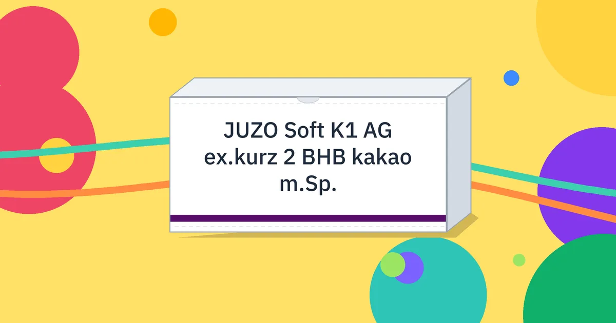 Symbolbild: Packung mit der Aufschrift JUZO Soft K1 AG ex.kurz 2 BHB kakao m.Sp. (PZN 14823811) – Verfügbarkeit und Bezug in Apotheken in Frankfurt am Main