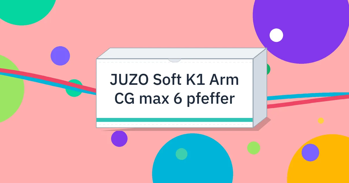 Symbolbild: Packung mit der Aufschrift JUZO Soft K1 Arm CG max 6 pfeffer (PZN 15510132) – Verfügbarkeit und Bezug in Apotheken in Frankfurt am Main