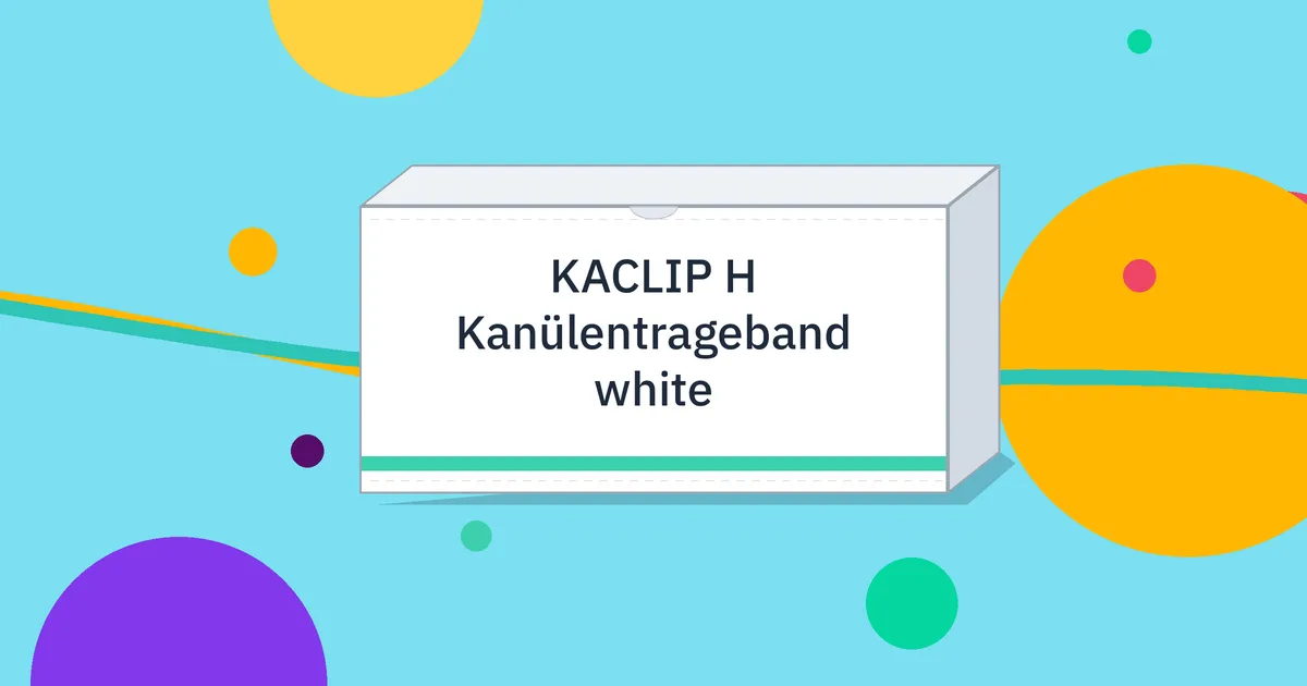 Symbolbild: Packung mit der Aufschrift KACLIP H Kanülentrageband white (PZN 19152712) – Verfügbarkeit und Bezug in Apotheken in Frankfurt am Main