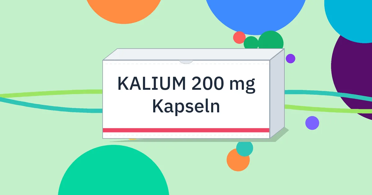 Symbolbild: Packung mit der Aufschrift KALIUM 200 mg Kapseln (PZN 07775477) – Verfügbarkeit und Bezug in Apotheken in Frankfurt am Main