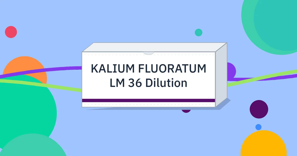 Symbolbild: Packung mit der Aufschrift KALIUM FLUORATUM LM 36 Dilution (PZN 12921739) – Verfügbarkeit und Bezug in Apotheken in Frankfurt am Main
