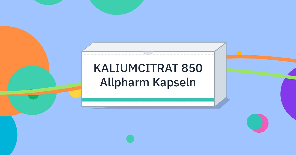 Symbolbild: Packung mit der Aufschrift KALIUMCITRAT 850 Allpharm Kapseln (PZN 19658587) – Verfügbarkeit und Bezug in Apotheken in Frankfurt am Main