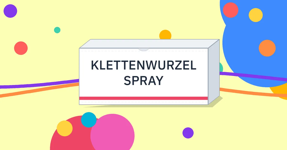 Symbolbild: Packung mit der Aufschrift KLETTENWURZEL SPRAY (PZN 11873760) – Verfügbarkeit und Bezug in Apotheken in Frankfurt am Main