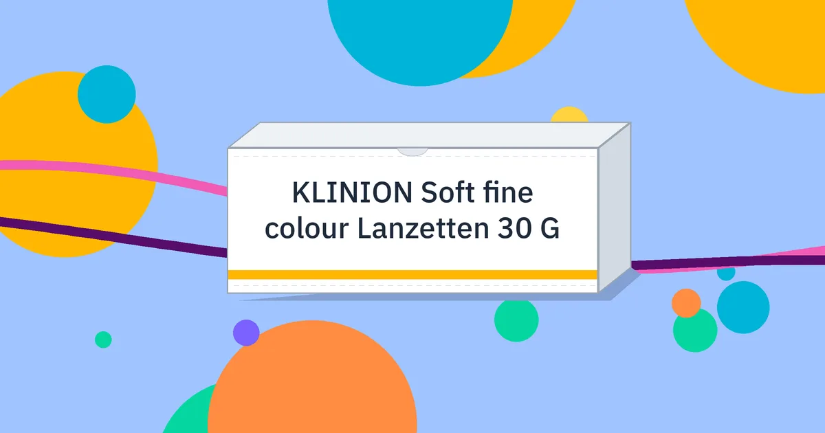 Symbolbild: Packung mit der Aufschrift KLINION Soft fine colour Lanzetten 30 G (PZN 05103532) – Verfügbarkeit und Bezug in Apotheken in Frankfurt am Main
