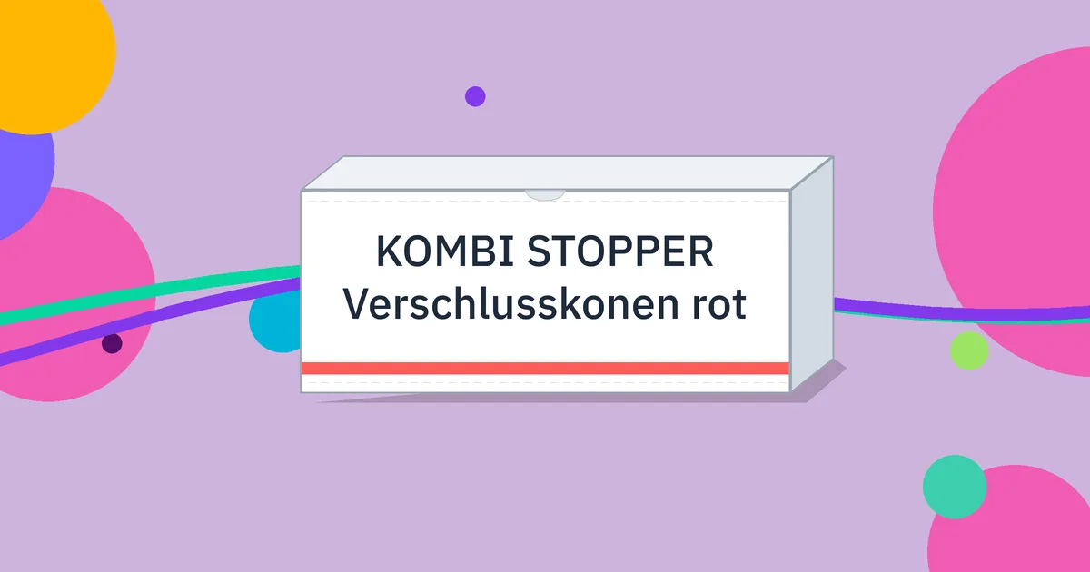Symbolbild: Packung mit der Aufschrift KOMBI STOPPER Verschlusskonen rot (PZN 19701490) – Verfügbarkeit und Bezug in Apotheken in Frankfurt am Main