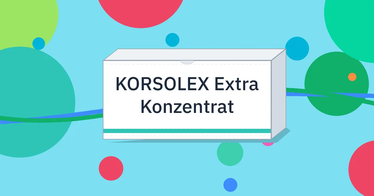 Symbolbild: Packung mit der Aufschrift KORSOLEX Extra Konzentrat (PZN 00963684) – Verfügbarkeit und Bezug in Apotheken in Frankfurt am Main