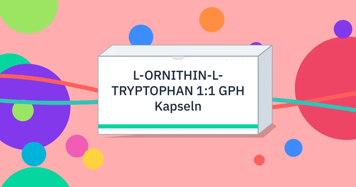 Symbolbild: Packung mit der Aufschrift L-ORNITHIN-L-TRYPTOPHAN 1:1 GPH Kapseln (PZN 09918633) – Verfügbarkeit und Bezug in Apotheken in Frankfurt am Main