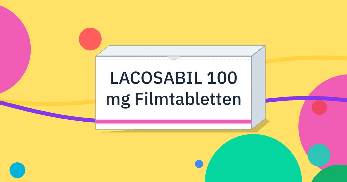 Symbolbild: Packung mit der Aufschrift LACOSABIL 100 mg Filmtabletten (PZN 18032259) – Verfügbarkeit und Bezug in Apotheken in Frankfurt am Main